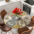 Abstract Bohemian Ethnic Pattern Texture Round Fitted Tablecloth with ...