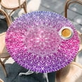 Abstract Bohemian Floral Round Fitted Tablecloth with Elastic Edge ...