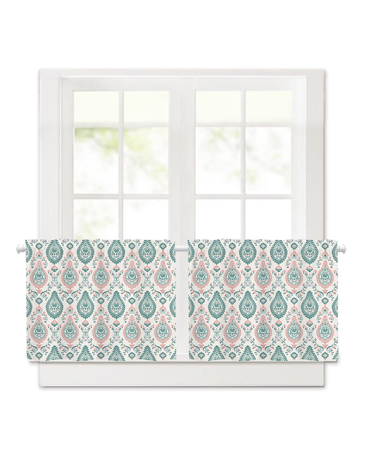 Abstract Bohemian Flowers Short Blackout Curtains 24 Inch Long,Classic ...
