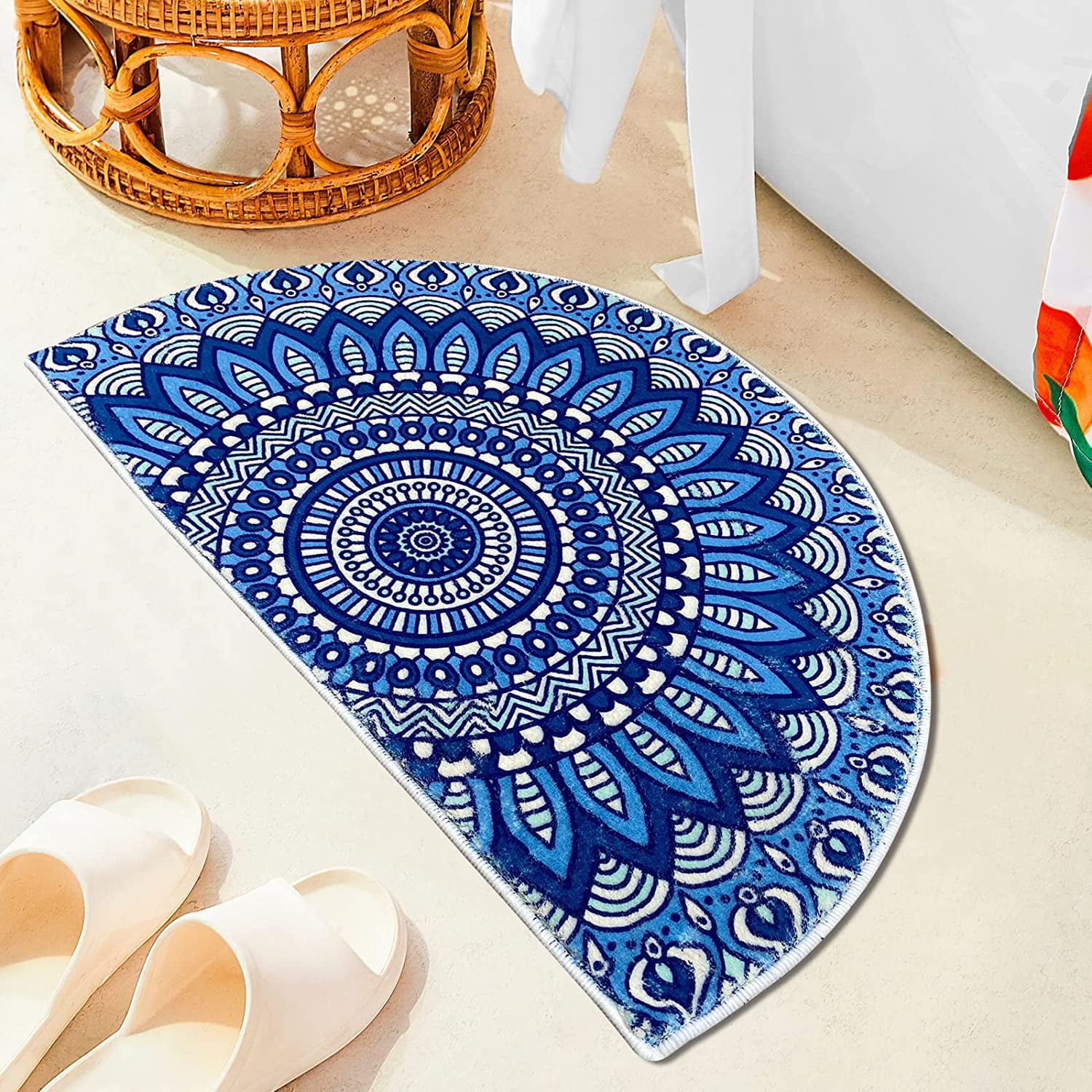 Abstract Bohemian Mandala India Half Round Door Mat Half Circle Area ...