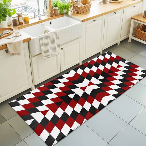 Abstract Bohemian Pattern Rectangle Rug 2'x6' Red Black Aztec Art ...