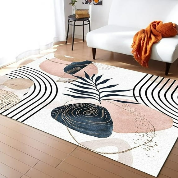Abstract Boho Art Area Rugs, Minimalist European Geometric Line Art ...