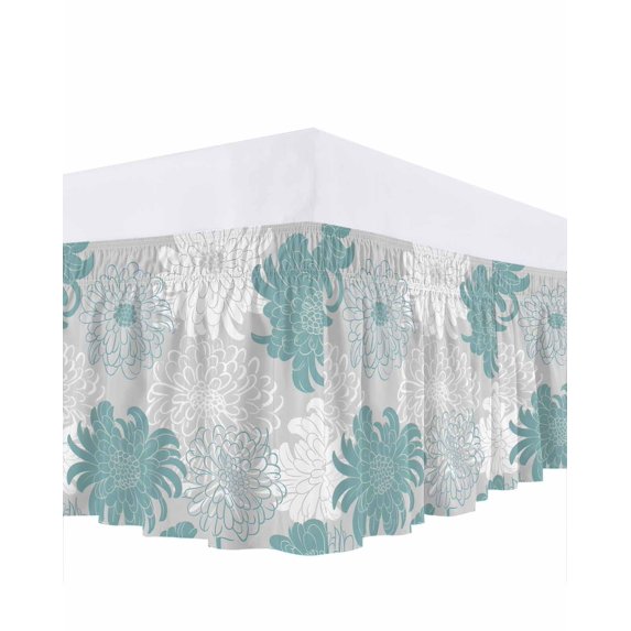 Abstract Boho Bed Skirt California King Size 16 Inch Drop, Floral Grey ...