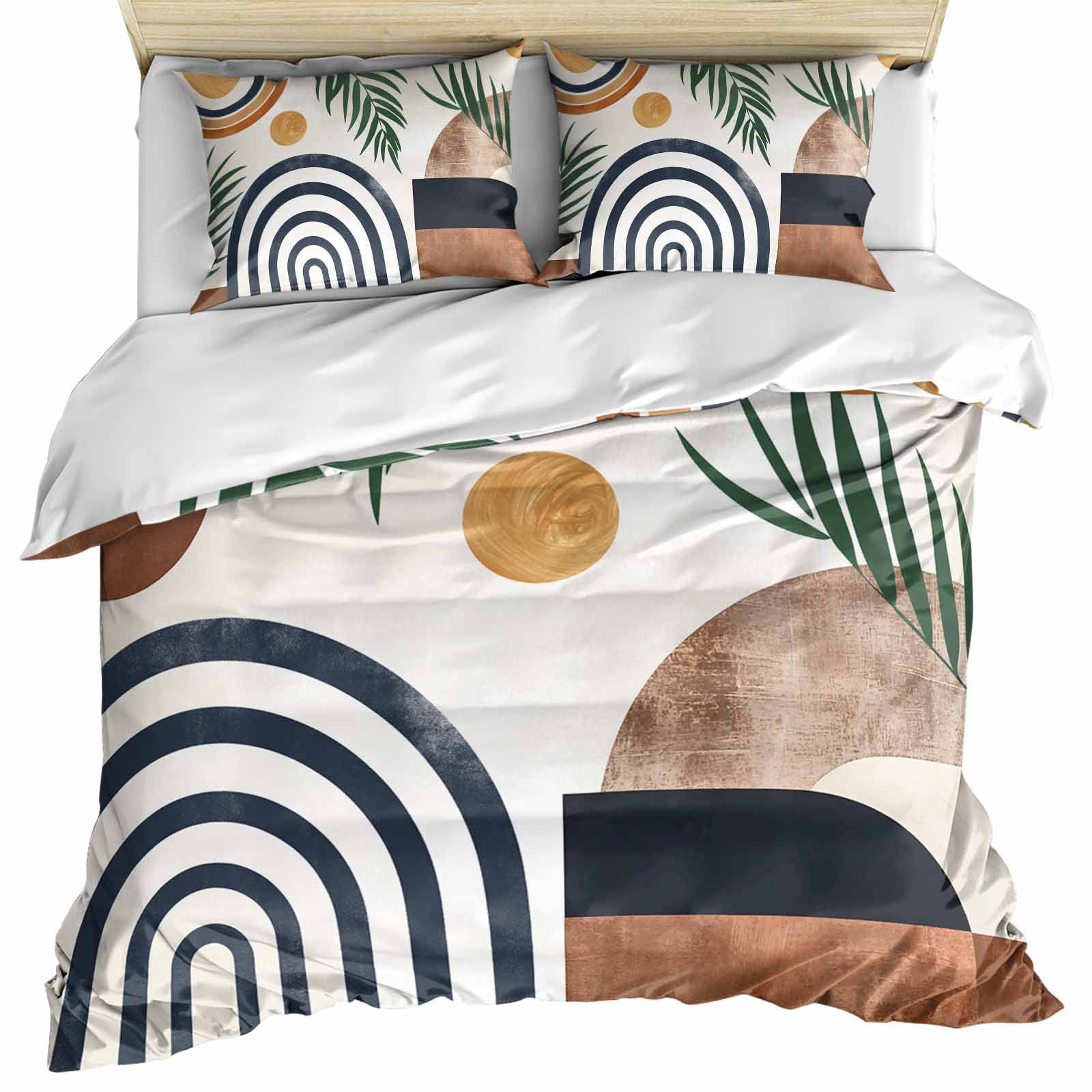 Abstract Boho Bedding 3 Piece Duvet Cover Set Queen Size, Bohemian Palm ...