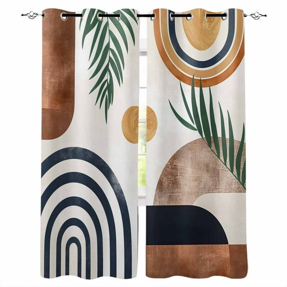 Abstract Boho Blackout Curtains 39 Inches Long, Bohemian Palm Leaf ...