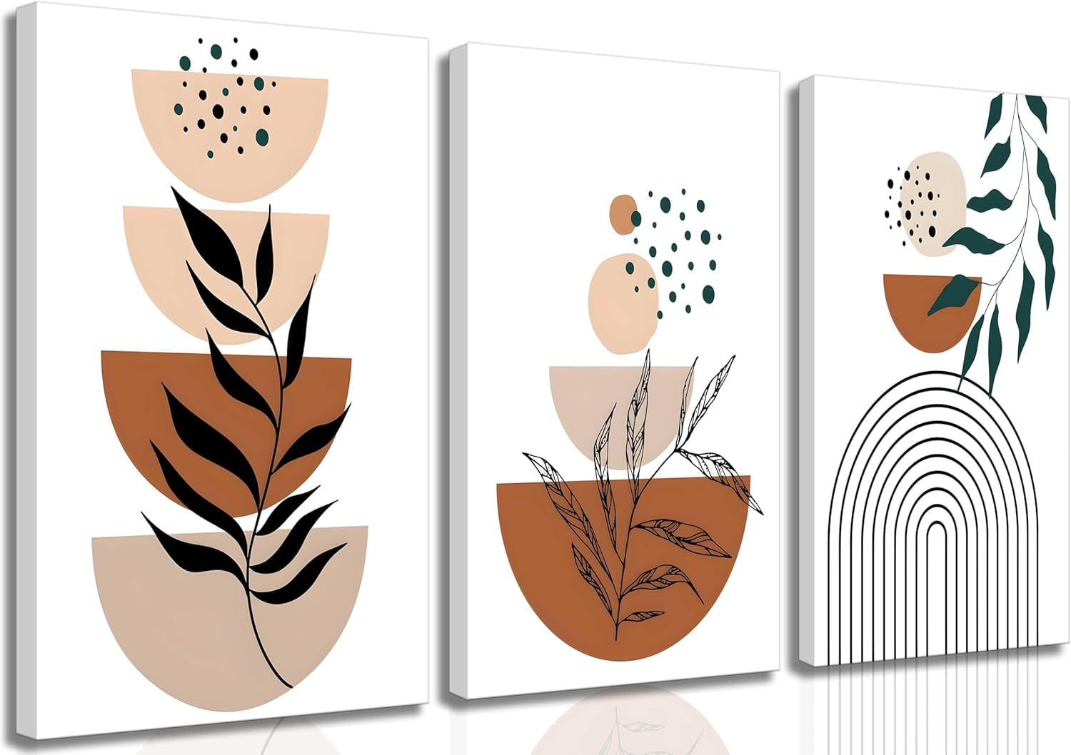 Abstract Boho Canvas Wall Art Beige Sage Green Mid Century Modern ...