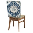 Abstract Boho Chair Back Covers Set of 8, Vintage Deep Blue Beige ...