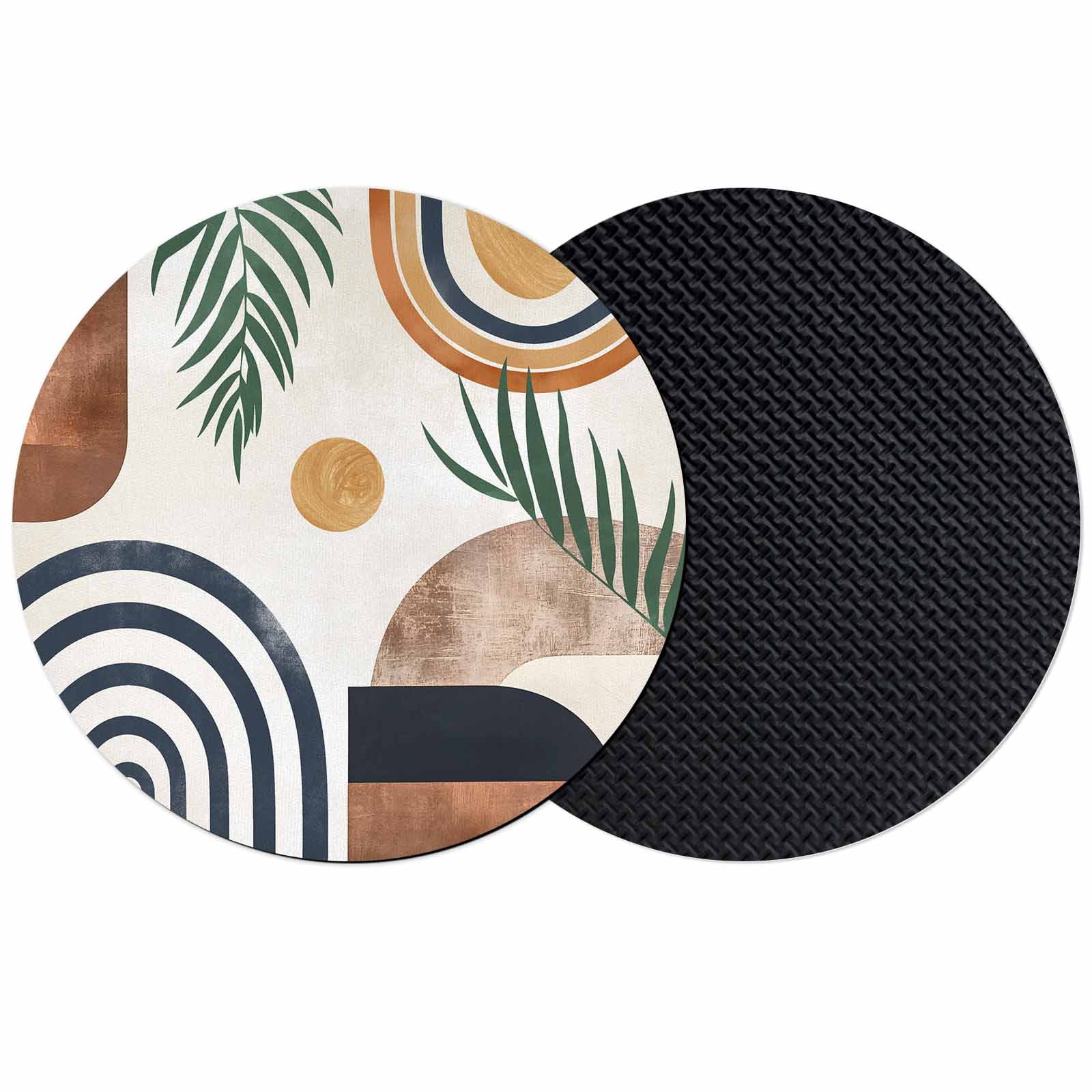 Abstract Boho Coasters Set of 2, Bohemian Palm Leaf Geometric Leaf ...