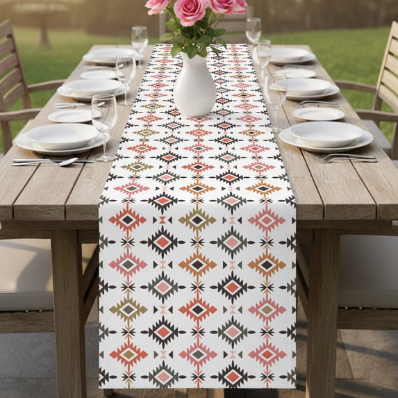 Abstract Boho Colorful Geometric Table Runner 13x36in Non-Slip Cotton ...