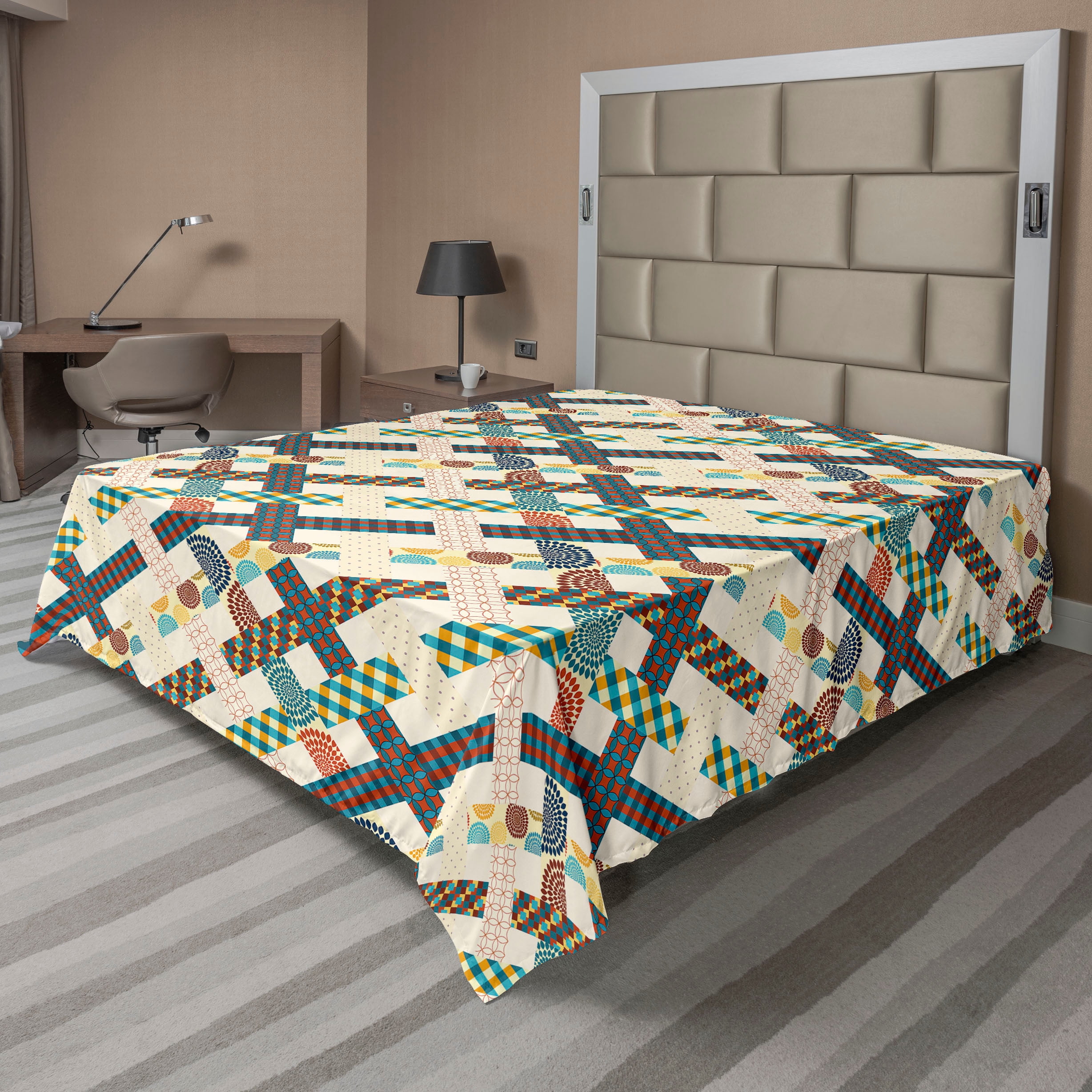 Abstract Boho Flat Sheet, Modern Trippy Vibes Geometric Inspired ...