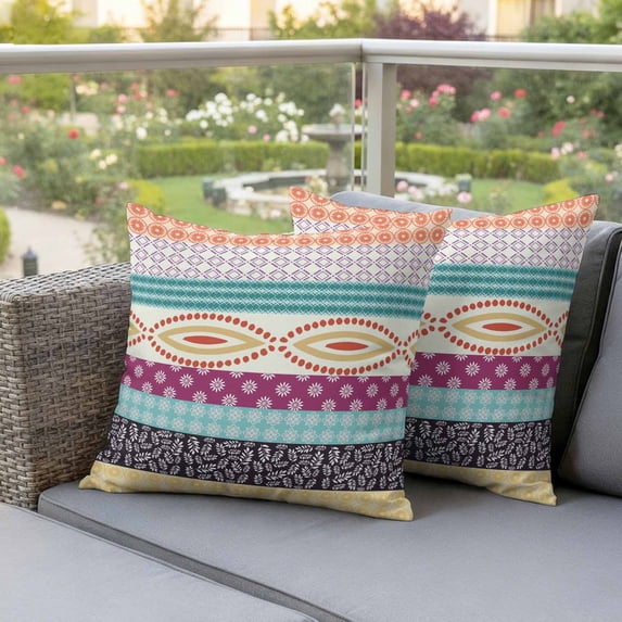 Abstract Boho Flower Leaf Waterproof Throw Pillow Covers Set of 2 ...