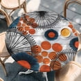 Abstract Boho Flower Orange Color Block Round Fitted Tablecloth with ...