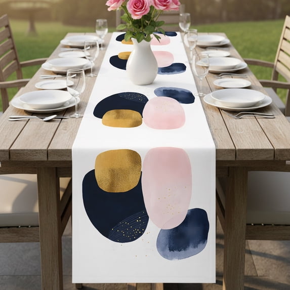 Abstract Boho Geometric Table Runner 13x36in Non-Slip Cotton Linen ...