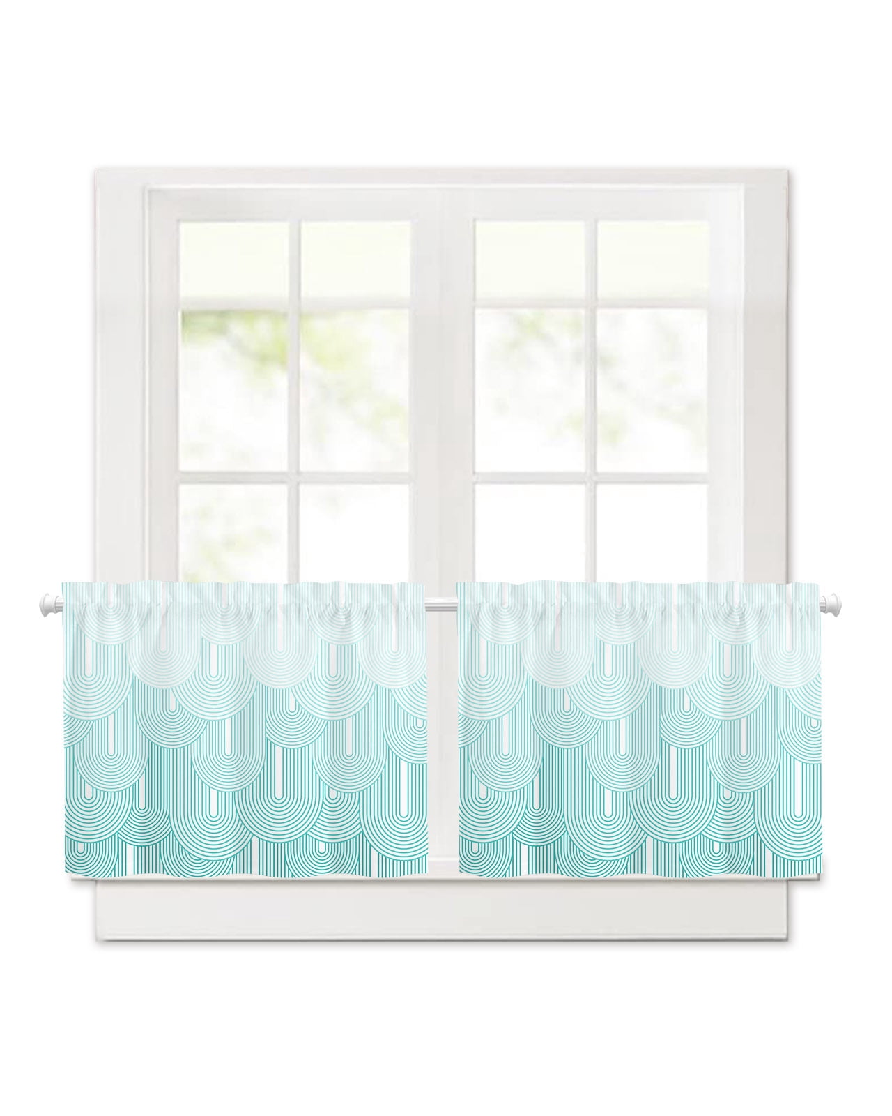 Abstract Boho Gradient Line Short Blackout Curtains 24 Inch Long,Modern ...