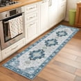 Abstract Boho Hallway Washable Runner Rug 2x6 Vintage Blue White ...