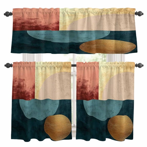 Abstract Boho Kitchen Curtains Sets for Windows 36 Inch Length ...