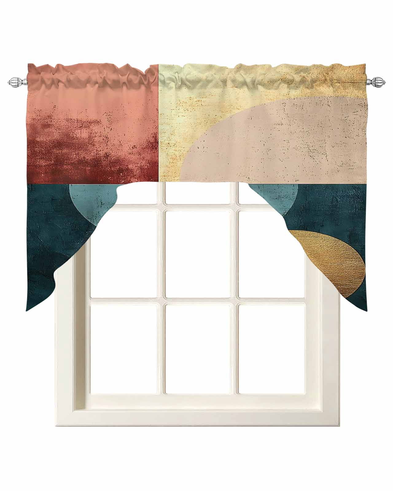 Abstract Boho Kitchen Swag Valances for Windows, Modernpatchwork ...