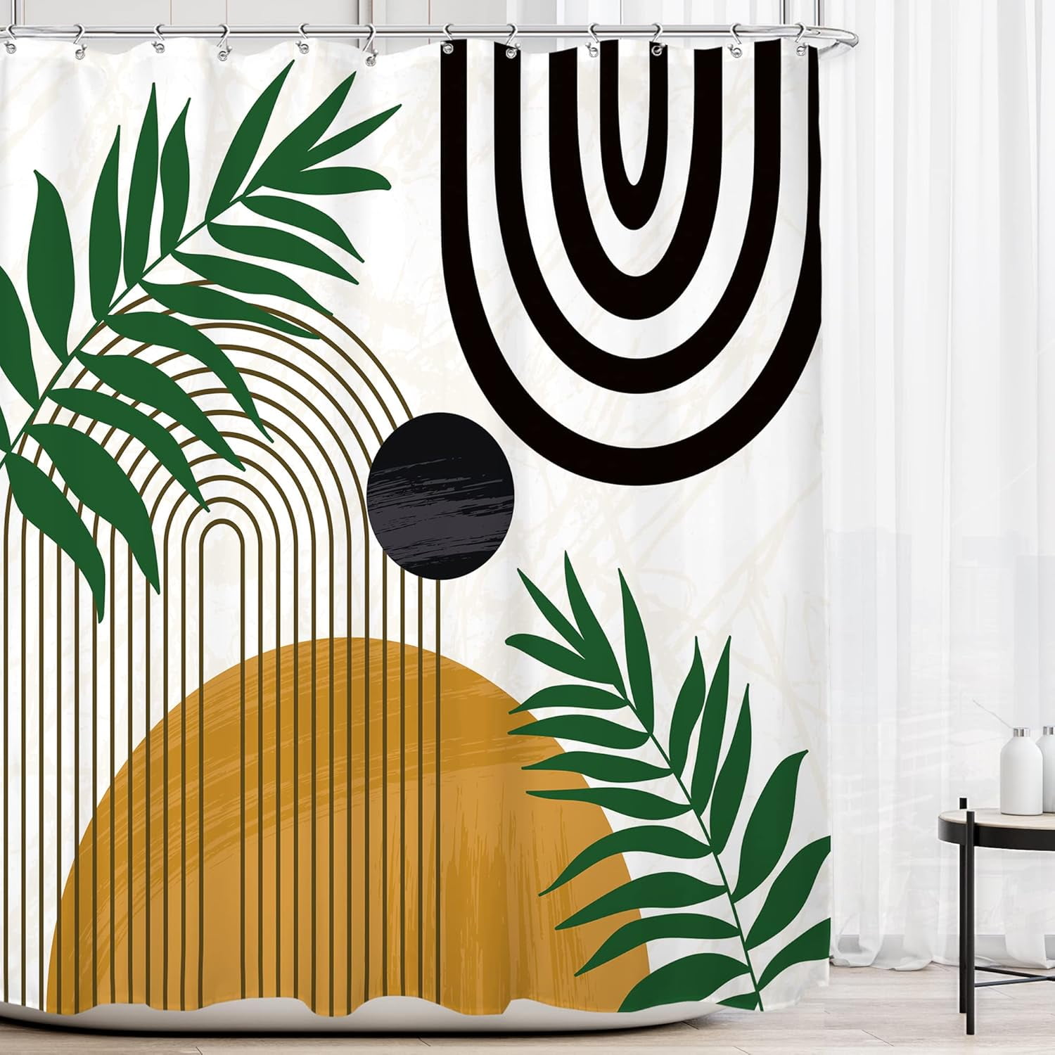 Abstract Boho Mid Century Shower Curtain 72Wx72H Inch Modern ...