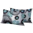 Abstract Boho Outdoor Waterproof Pillow Covers, Flowers Blue Polka Dots ...