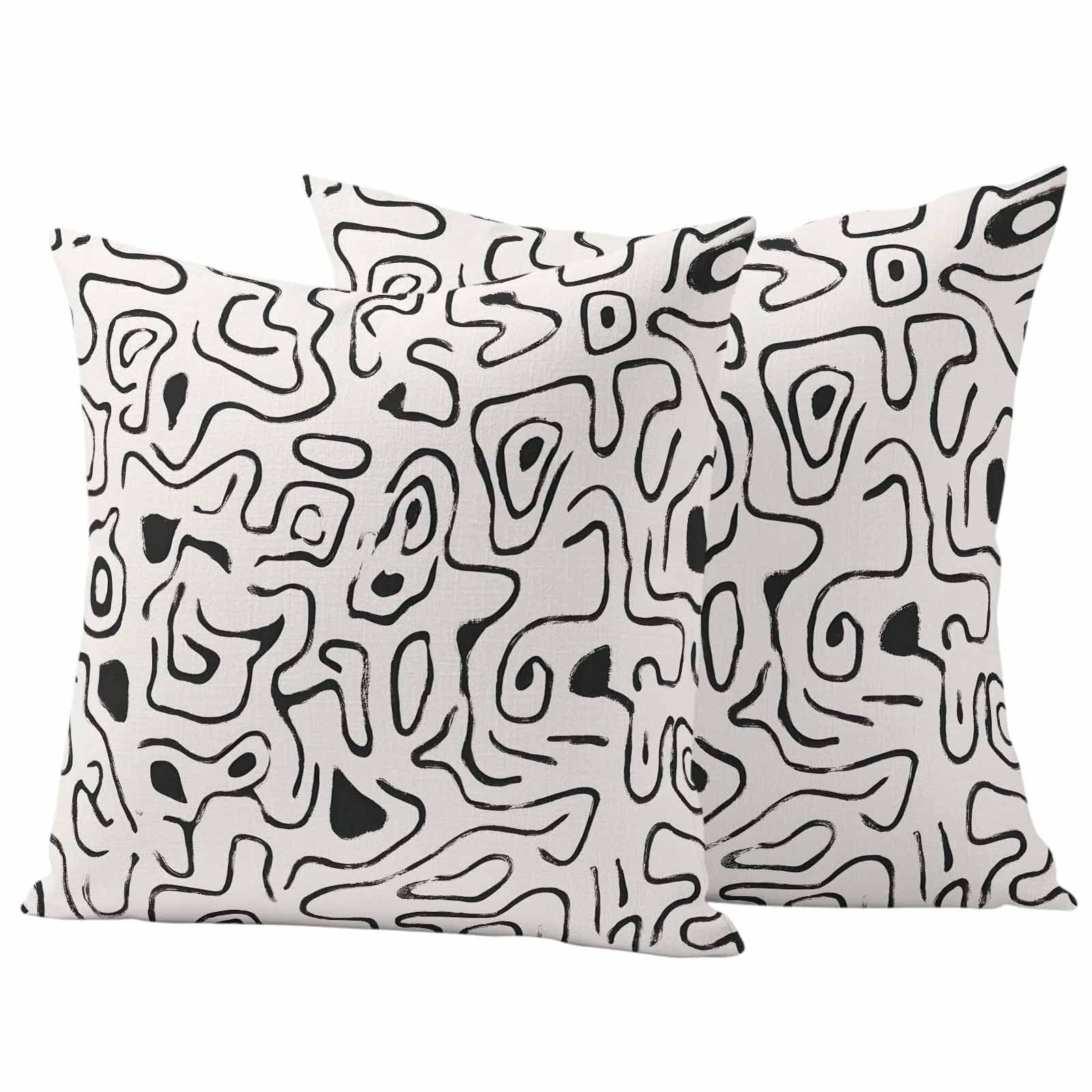 Abstract Boho Outdoor Waterproof Pillow Covers, Modern Fluid Lines ...