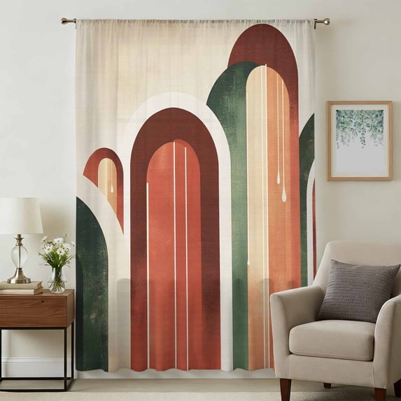 Abstract Boho Sheer Curtains 72" Long for Living Room, Vintage ...