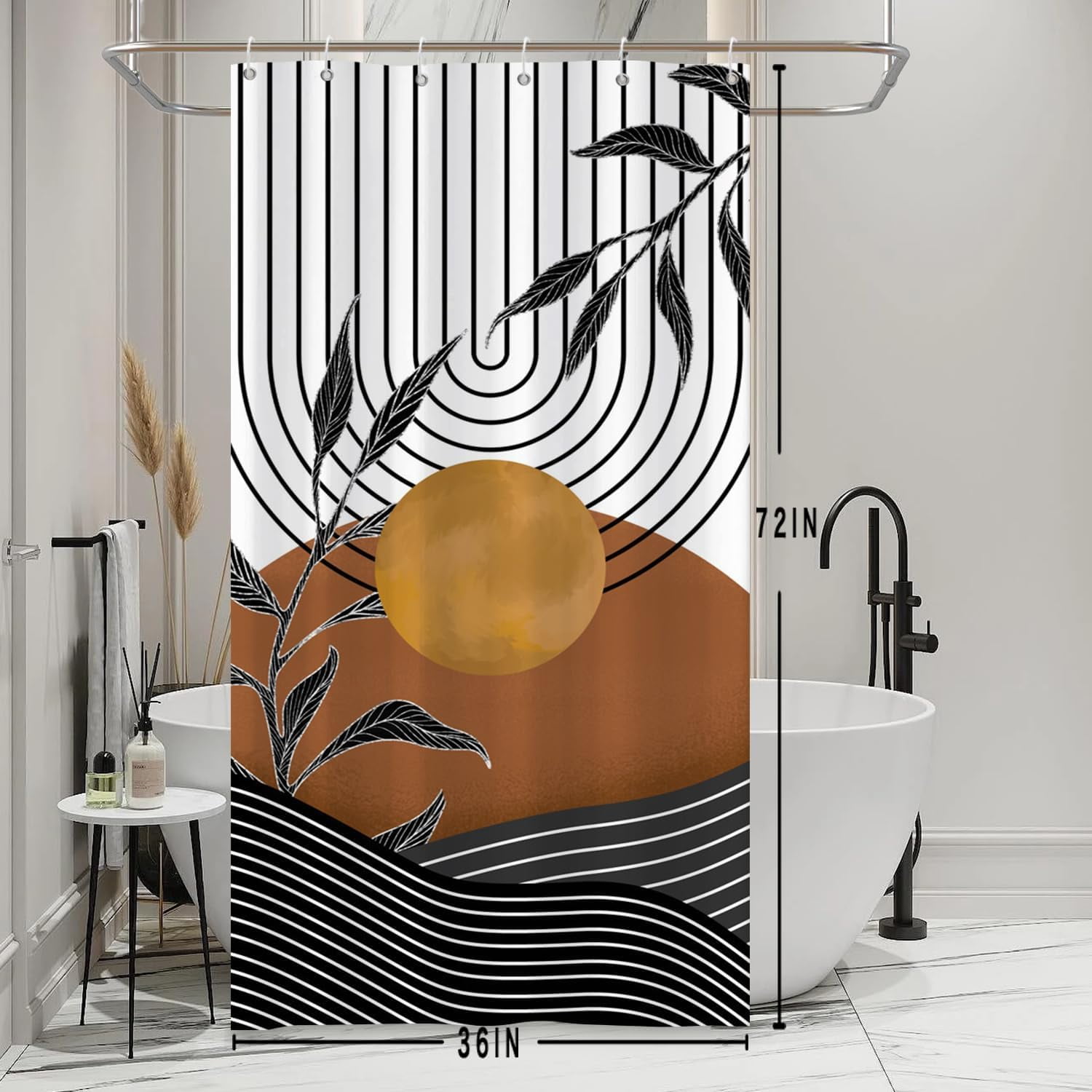 Abstract Boho Shower Curtain Mid Century Pink Navy Blue Neutral Stall ...