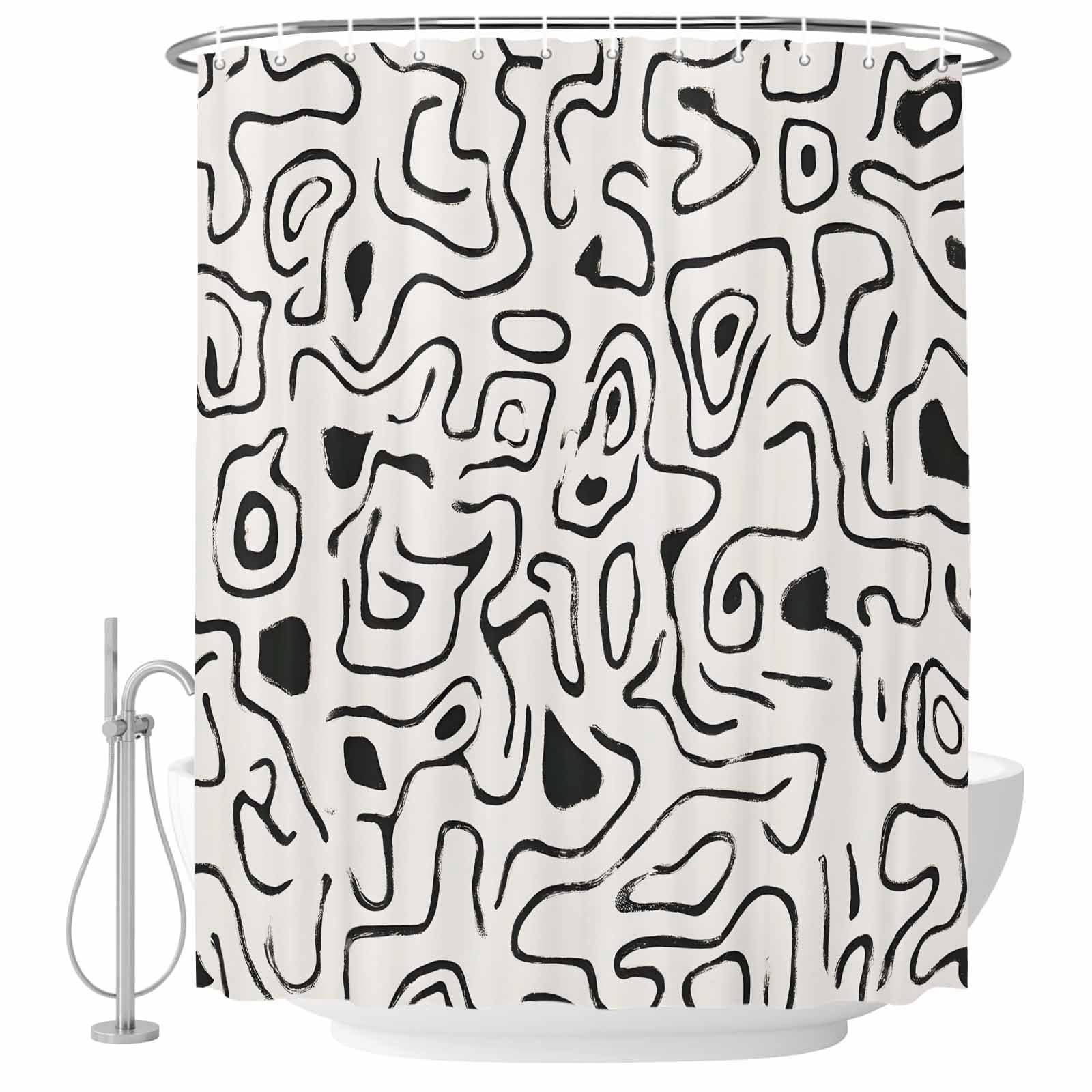 Abstract Boho Shower Curtain Set - 48" x 72" Washable Bathtub Curtain ...