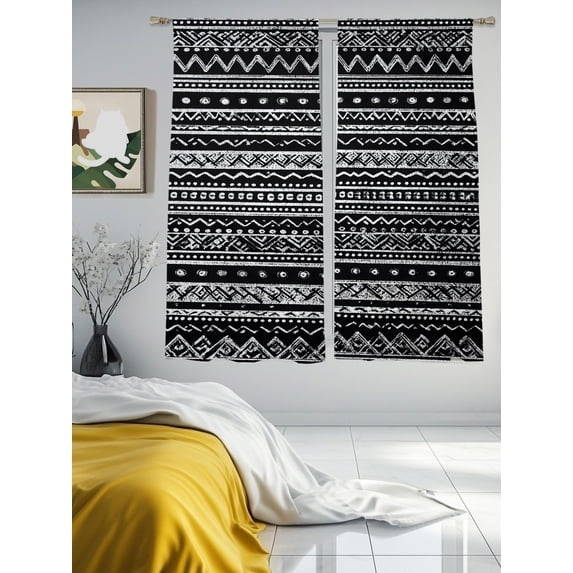 Abstract Boho Stripes Geometric Art Chiffon Sheer Curtains 63 Inches ...