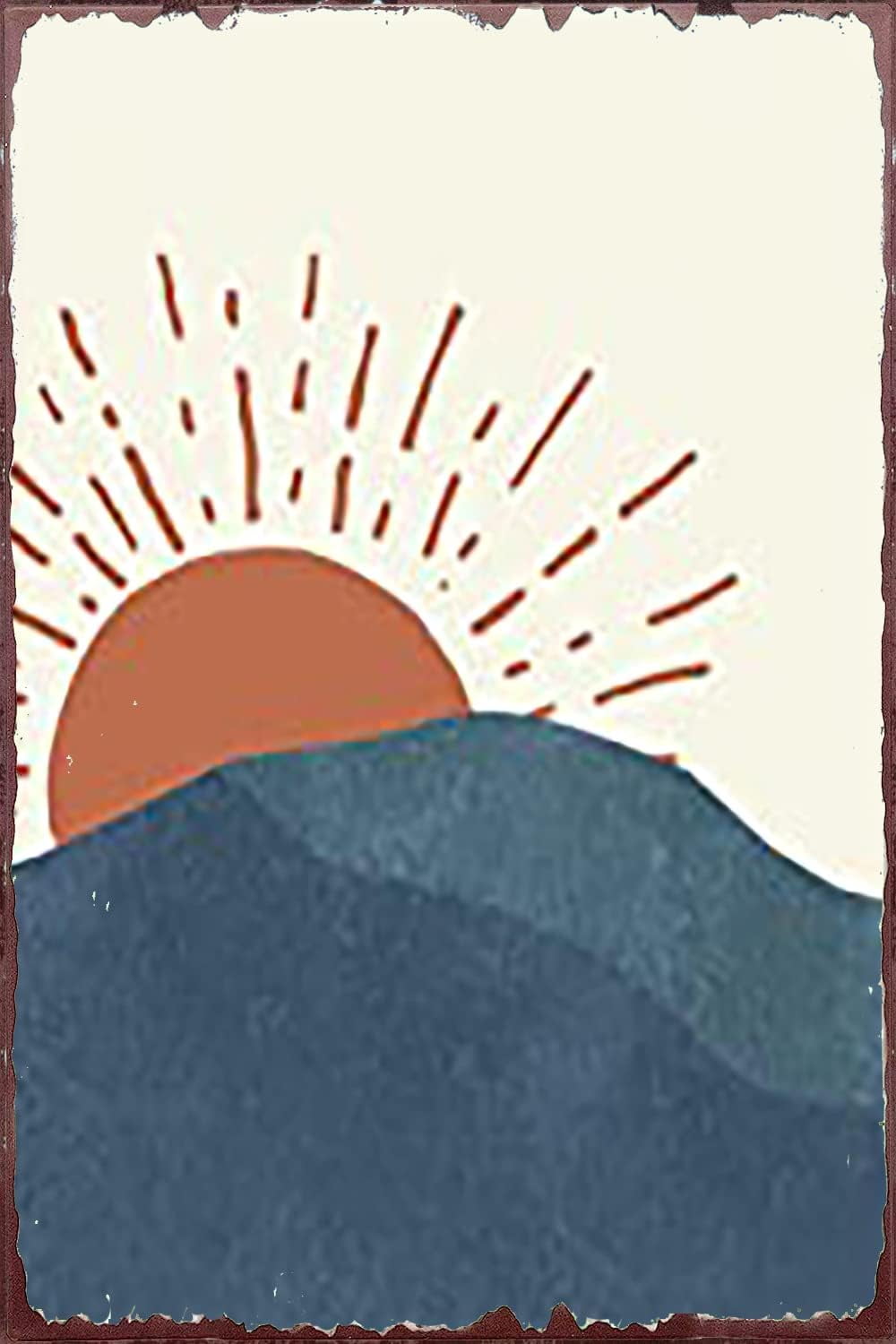 Abstract Boho Sun Moon Stars and Mountains Rainbow Sign Mid-Century ...