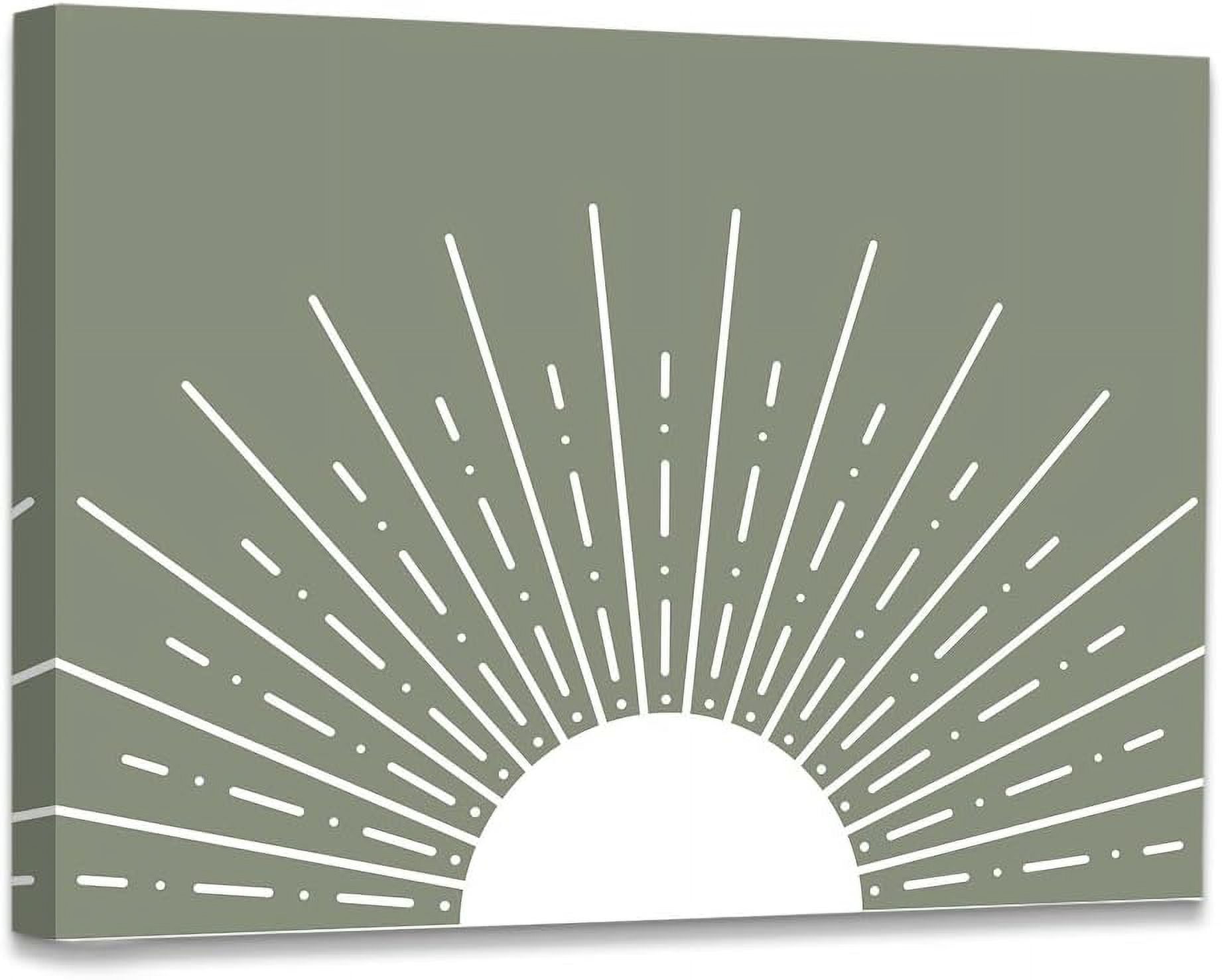 Abstract Boho Sun Sage Green Framed Canvas Wall Art Decor 11×14 inch ...