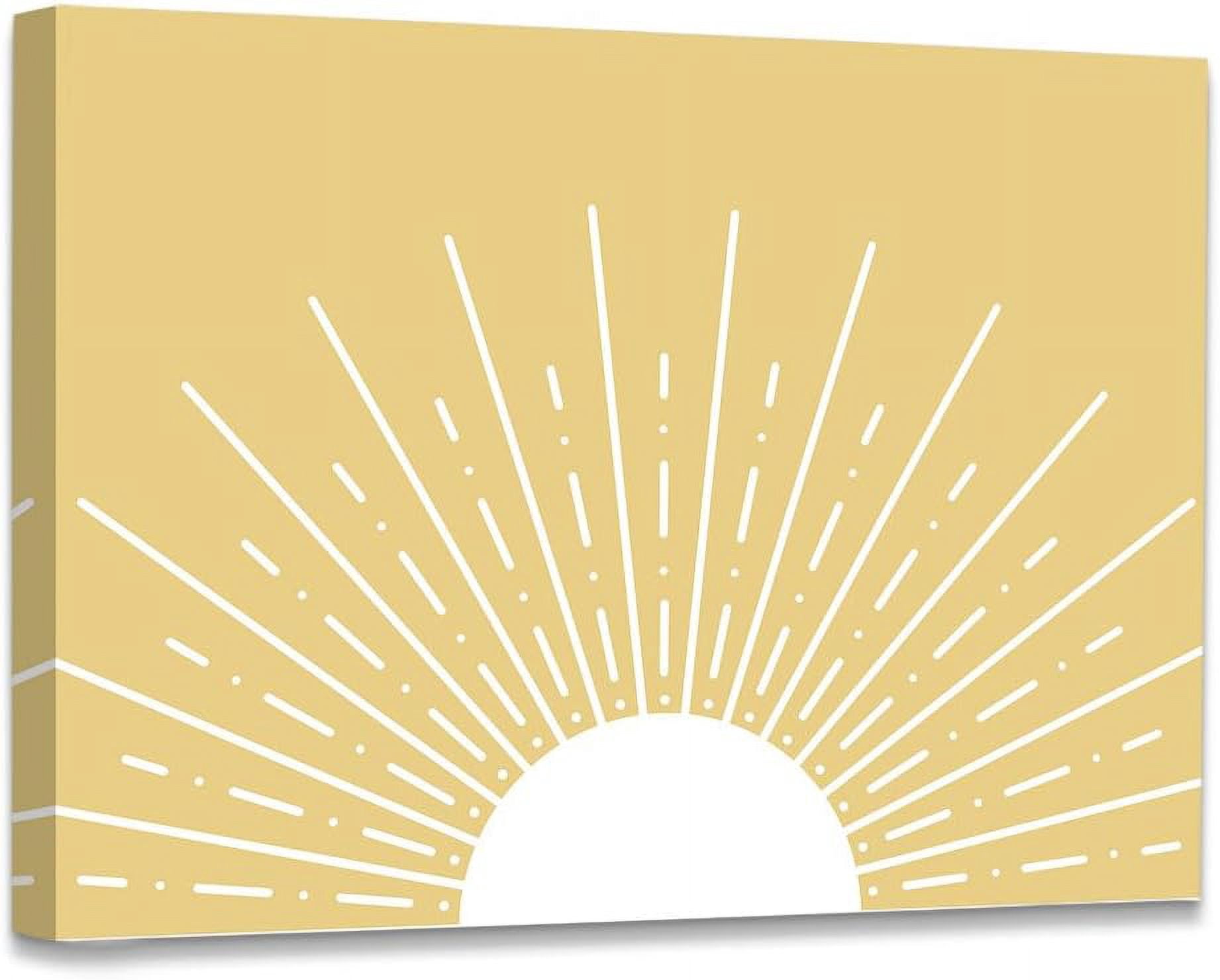Abstract Boho Sun Yellow Framed Canvas Wall Art Decor 11×14 inch ...