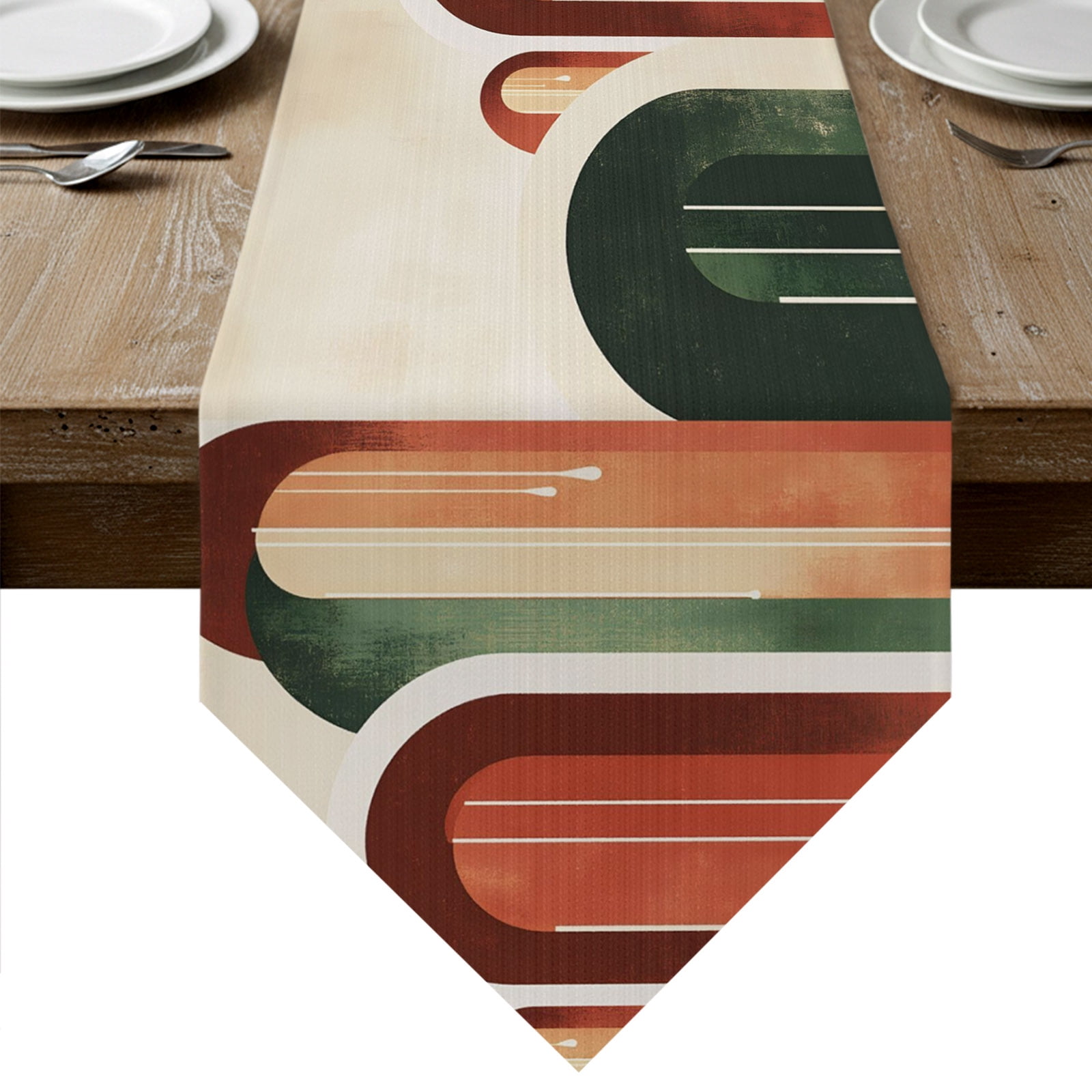 Abstract Boho Table Runner Linen Burlap Table Runner 72 Inches Long ...