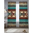 Abstract Boho Vintage Ethnic Chiffon Sheer Curtains 84 Inches Long ...