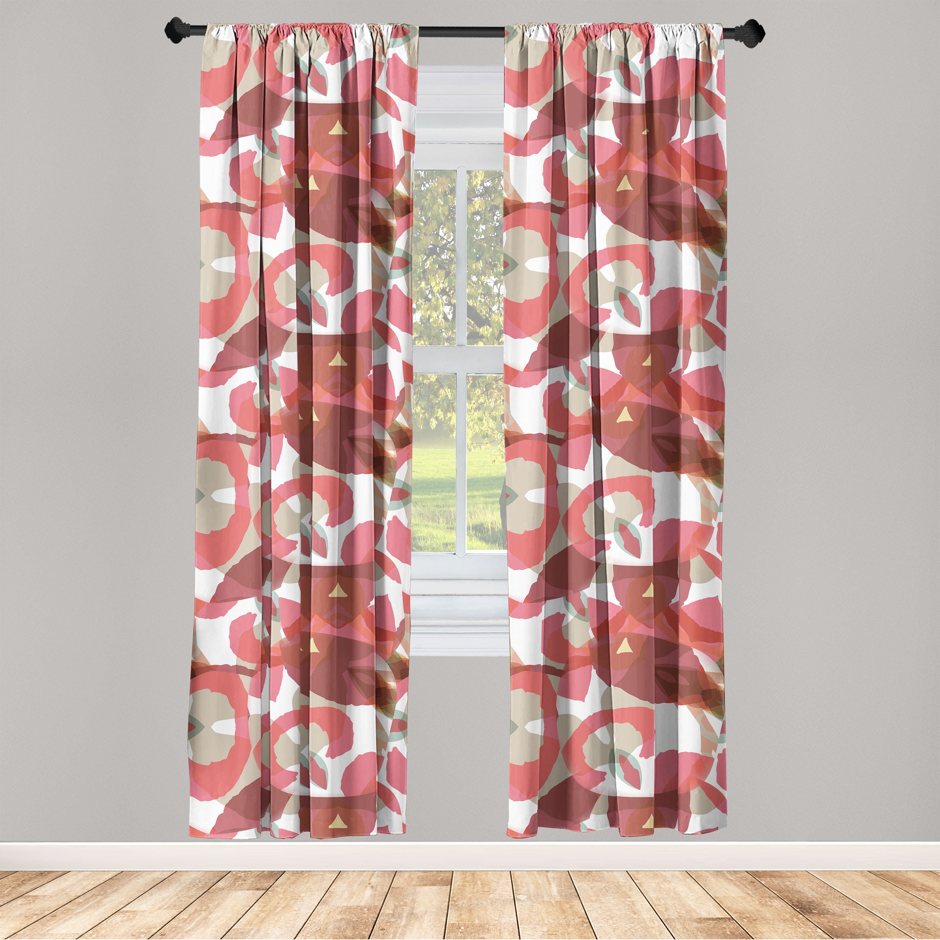 Abstract Boho Window Curtains, Dreamy Geometric Motifs Psychedelic ...