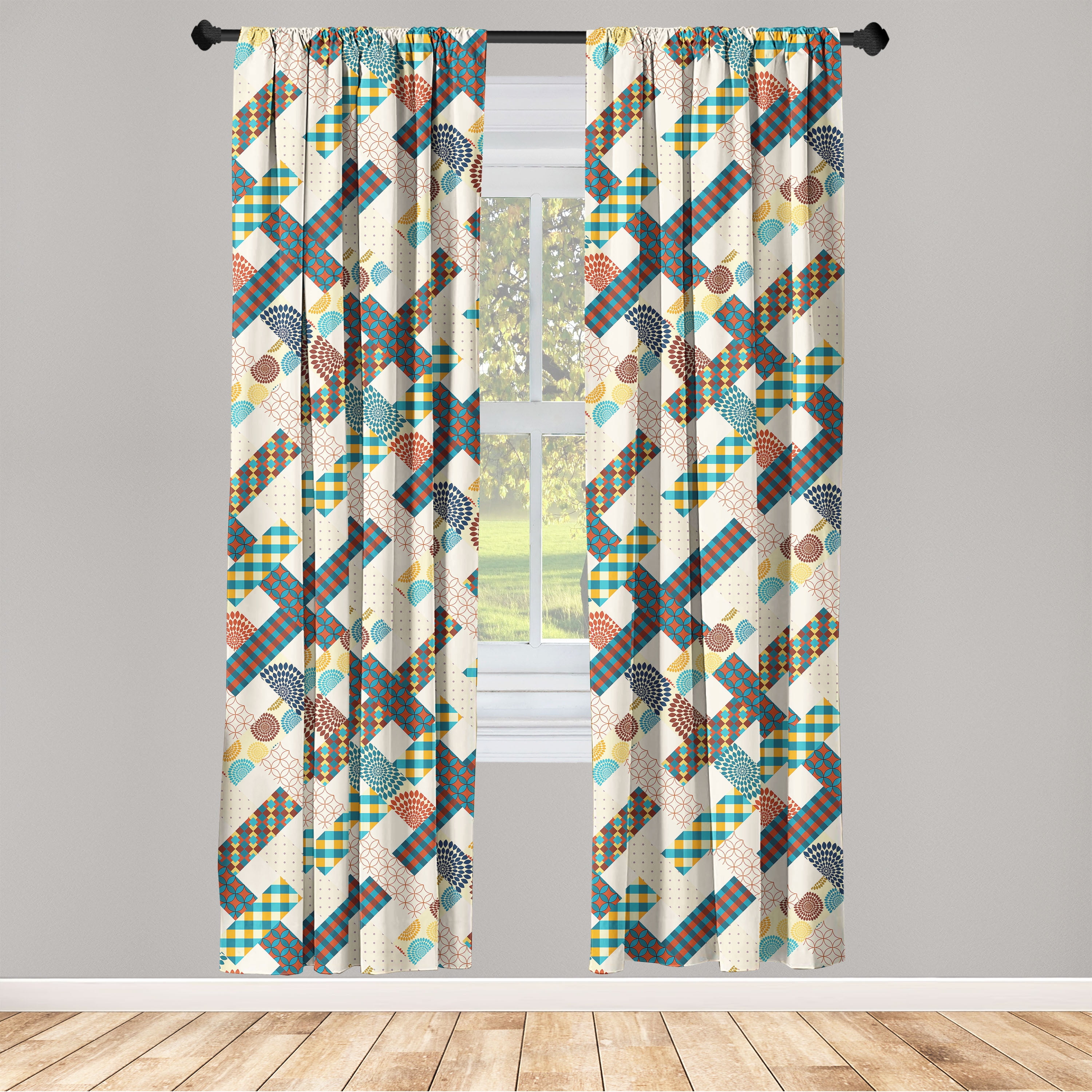 Abstract Boho Window Curtains, Modern Trippy Vibes Geometric Inspired ...