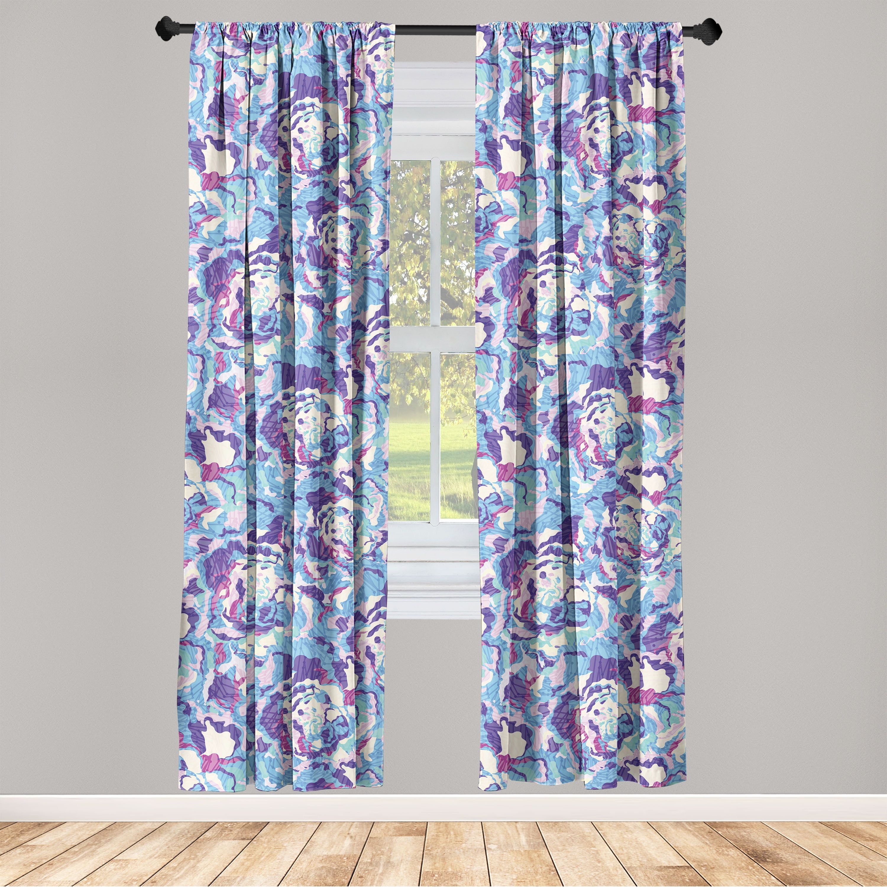 Abstract Boho Window Curtains, Psychedelic Vibes Floral Like ...