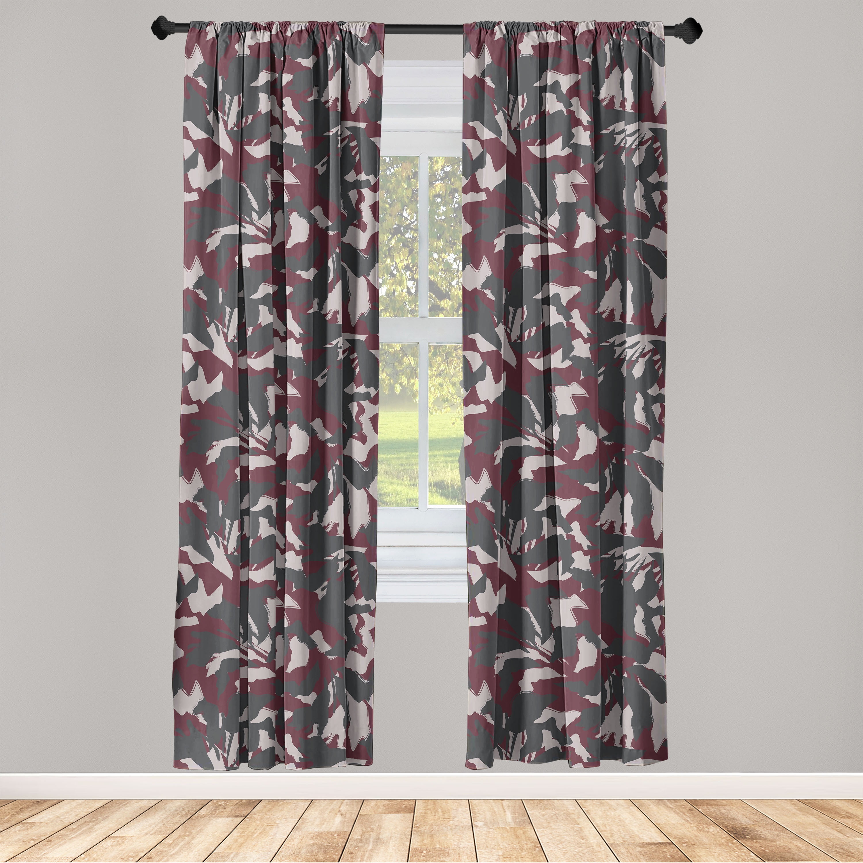 Abstract Boho Window Curtains, Surreal Bicolour Tones Jumble Shapes and ...