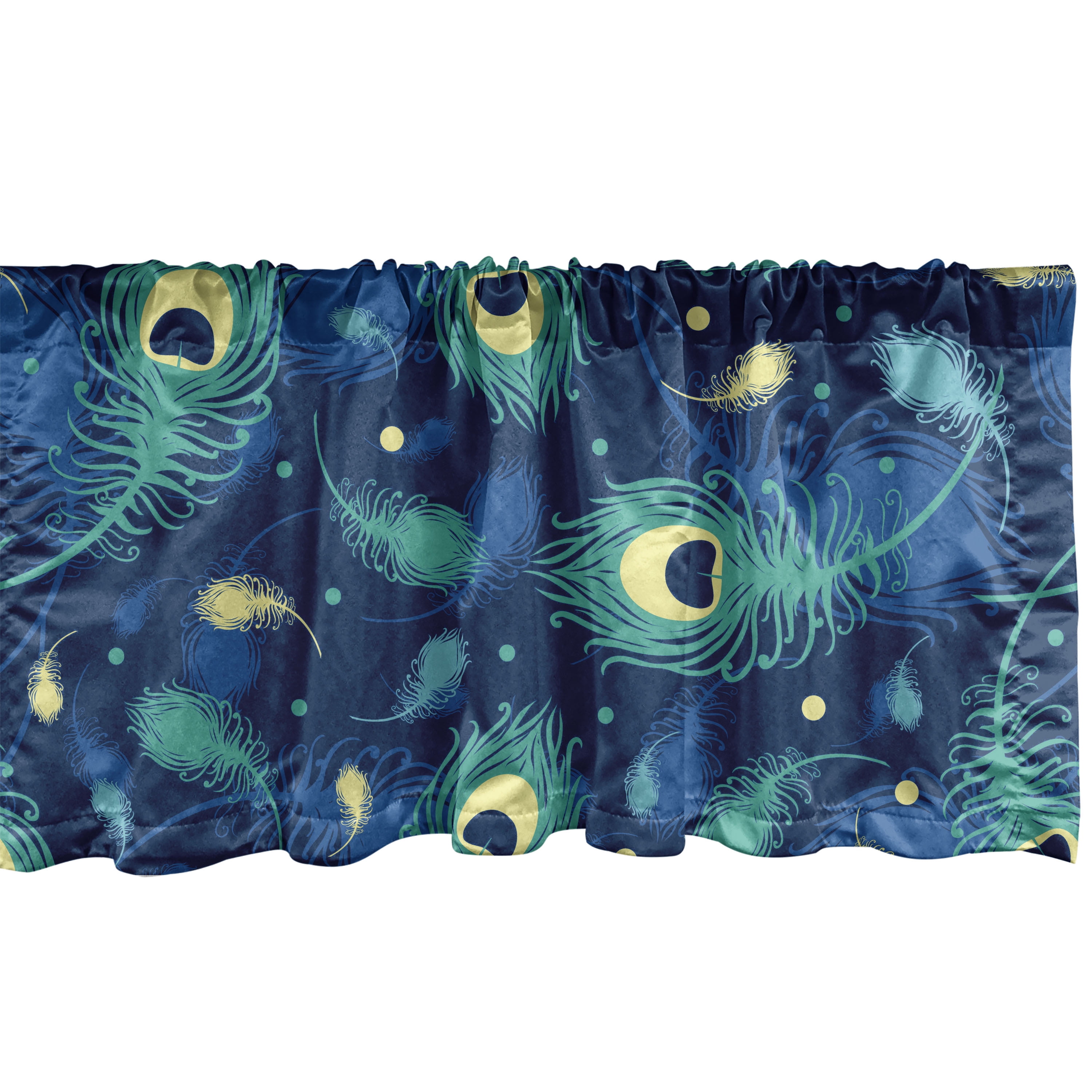 Abstract Boho Window Valance, Night Time Colors Peacock Feathers ...
