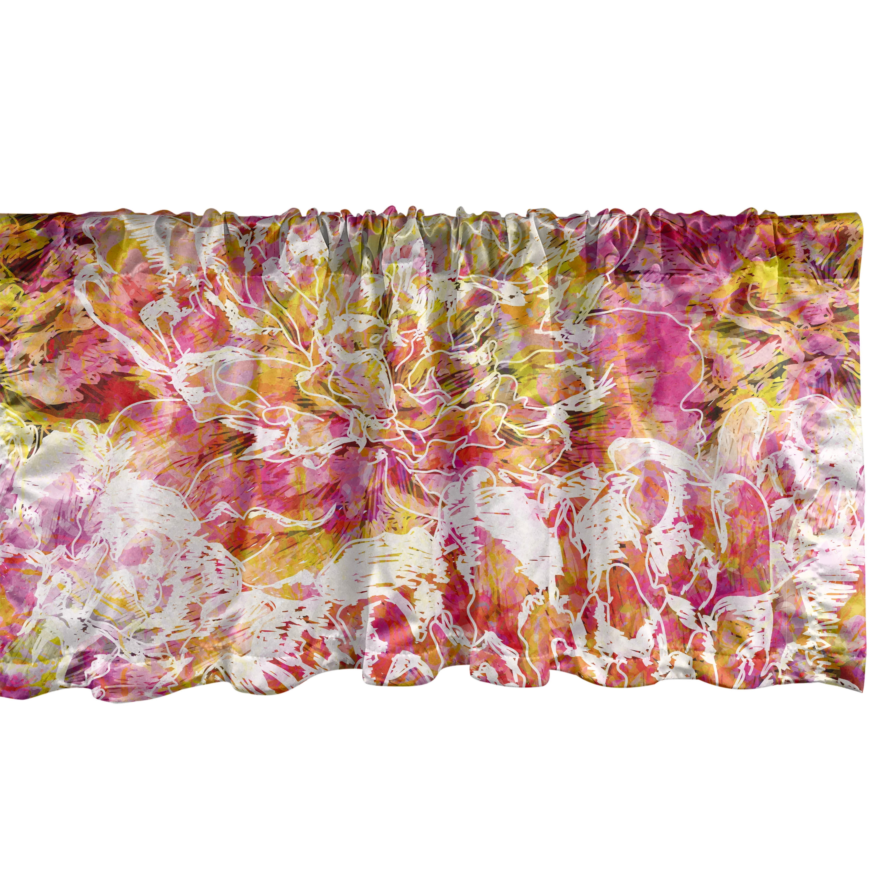 Abstract Boho Window Valance, Watercolor Design Peony Look Floral ...