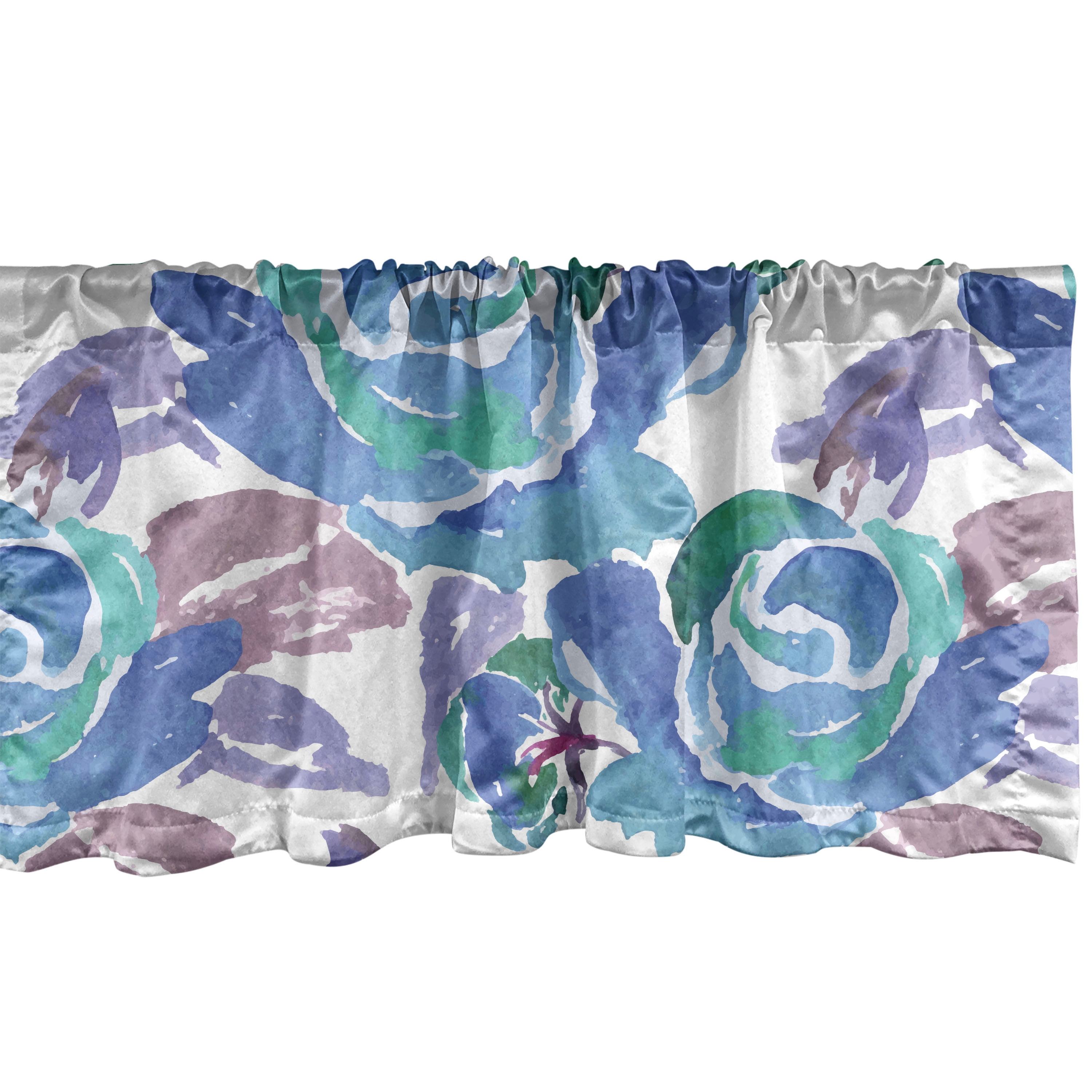 Abstract Boho Window Valance, Watercolor Style Brush Pattern Grunge ...