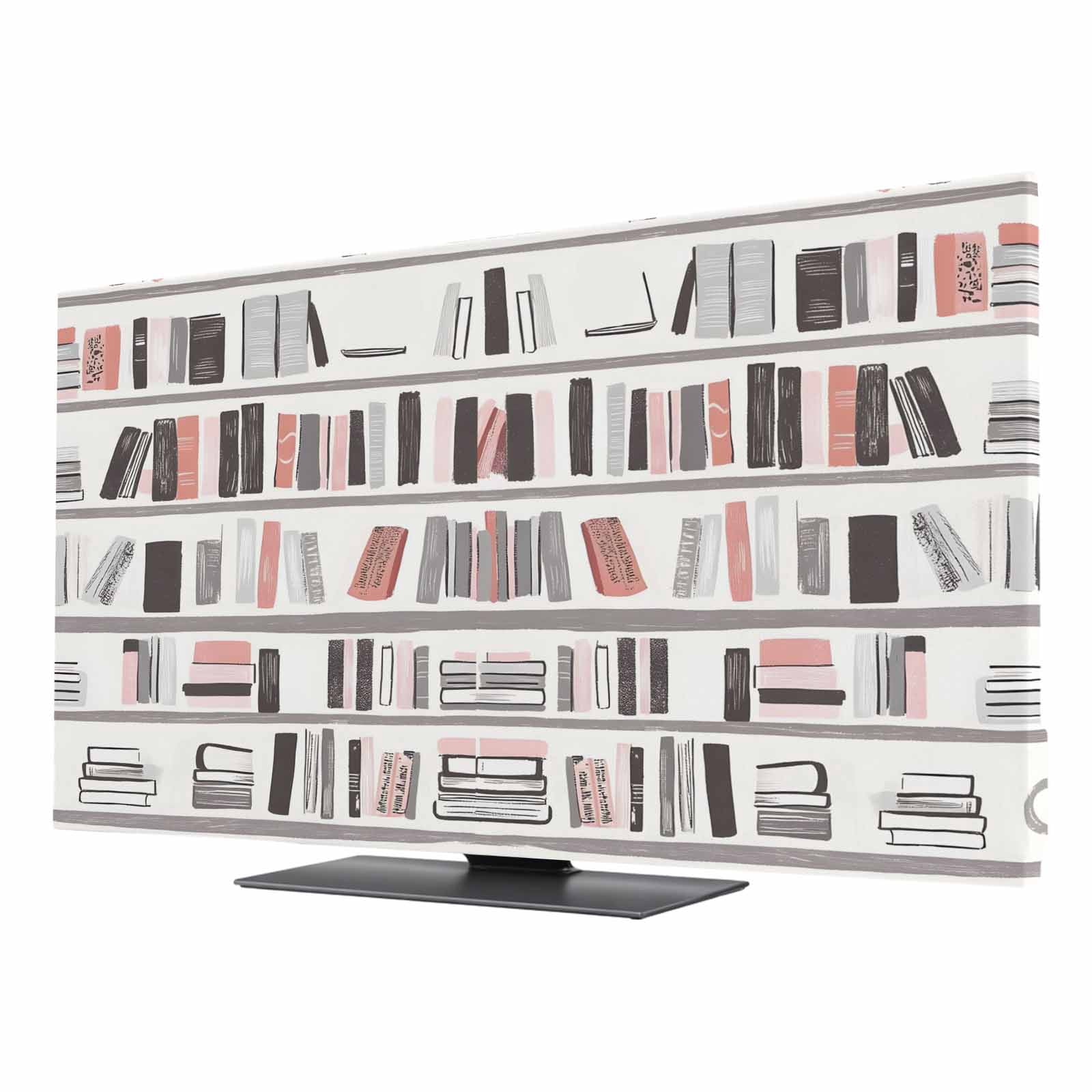 Abstract Bookshelf TV Cover for 50 Inch Screen, Stretch Fabric ...
