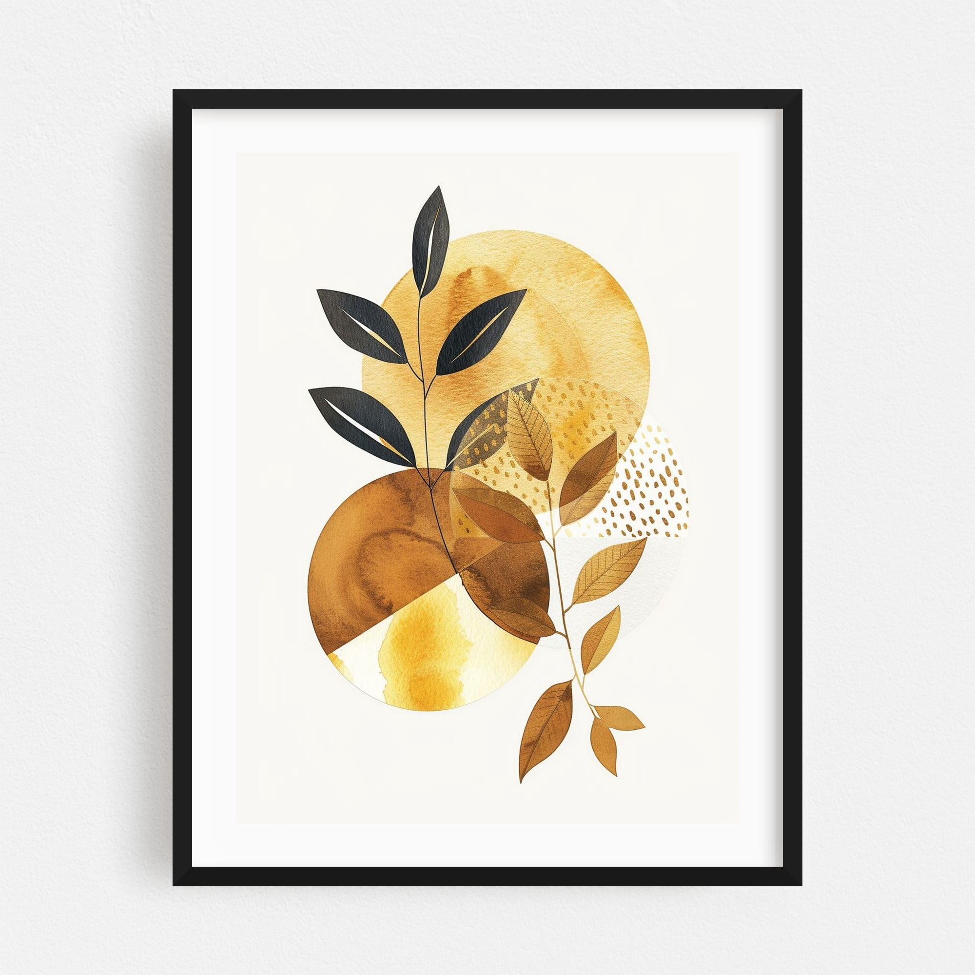 Abstract Botanical Art with Earthy Tones and Circles - Illustration ...