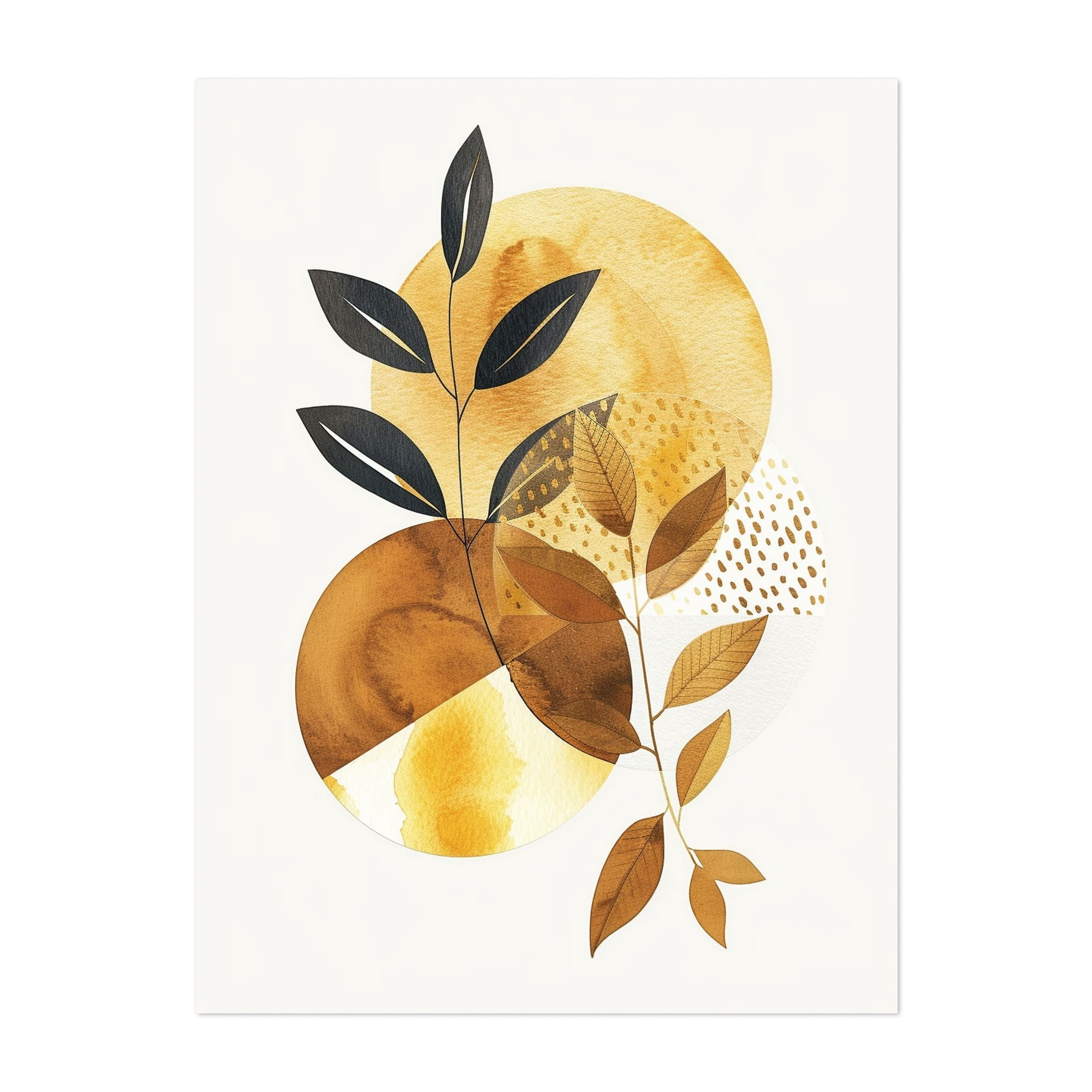 Abstract Botanical Art with Earthy Tones and Circles - Illustration ...