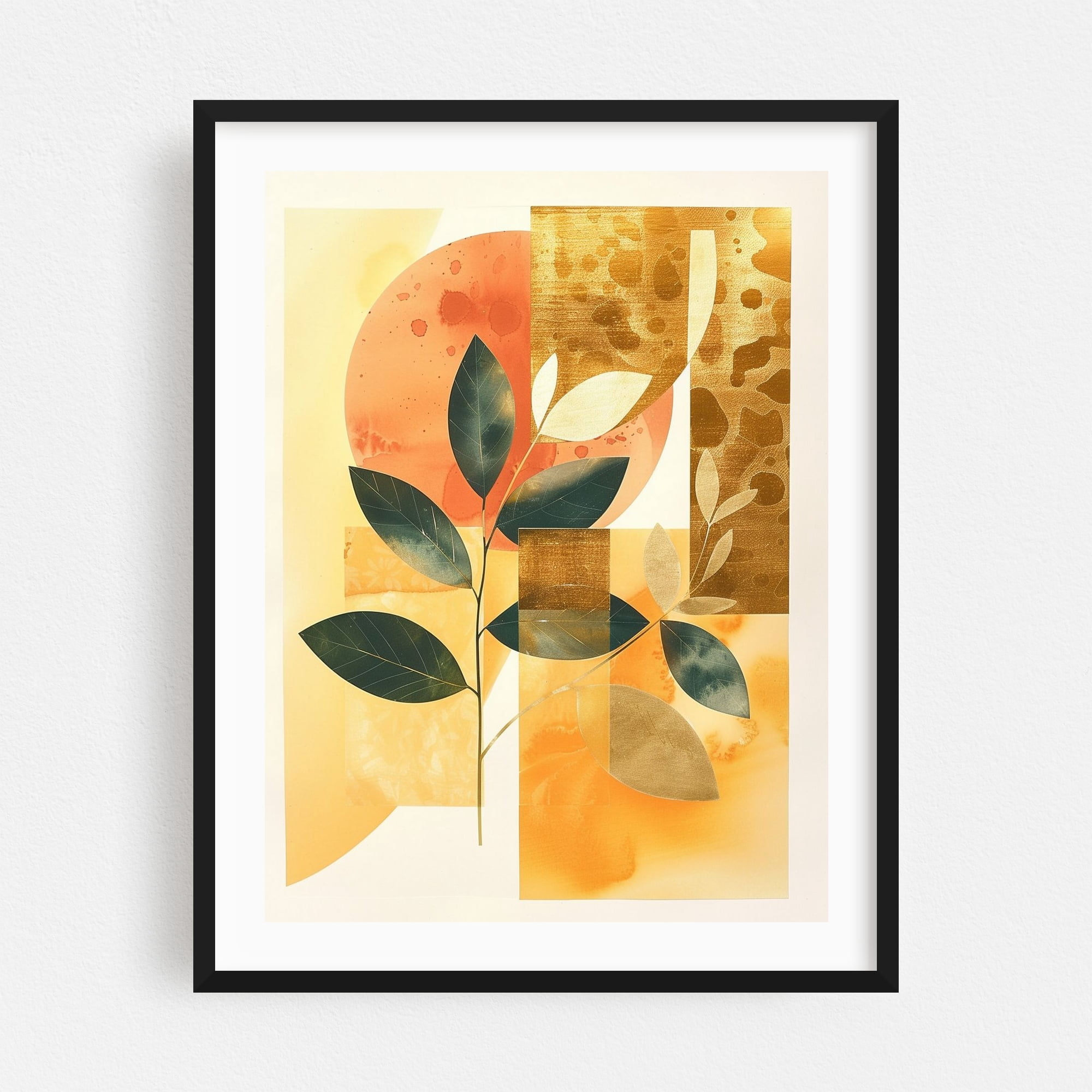 Abstract Botanical Art with Gold Leaf Accents - Illustration Botanical ...