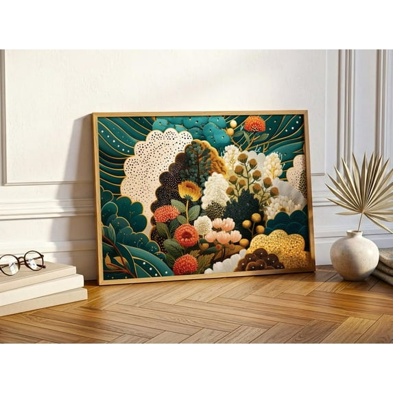 Abstract Botanical Art Print: Bold Earthy Wildflower Wall Art, Boho ...