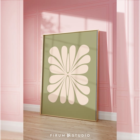 Abstract Botanical Art Print Muted Green Print Wall Art Mid Century ...