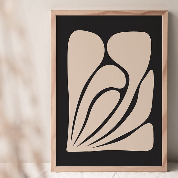 Abstract Botanical, Beige And Black, Dark Decor, Moody Botanical Art ...