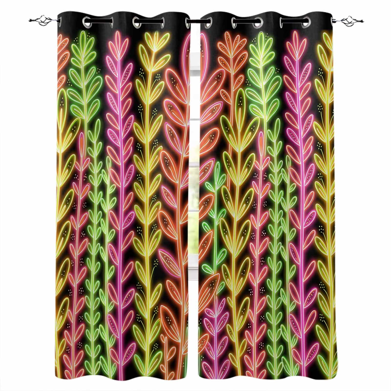 Abstract Botanical Blackout Curtains for Bedroom/Living Room, Spring ...