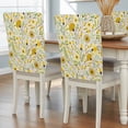Abstract Botanical Chair Back Covers, Vintage Yellow Green Flower Leaf ...