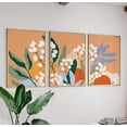 Abstract Botanical Floral Terracotta Green Modern Set 3 Unframed Paper ...